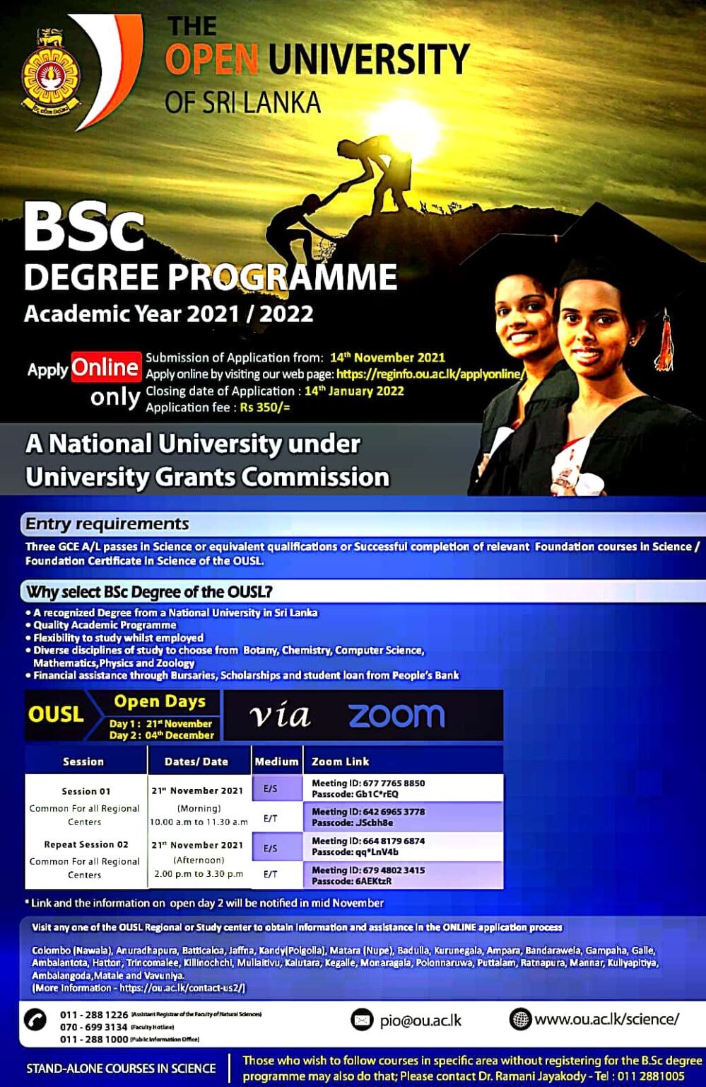 BSC DEGREE PROGRAMME OPEN UNIVERSITY Ceylon Vacancy BSC DEGREE PROGRAMME OPEN UNIVERSITY Ceylon Vacancy