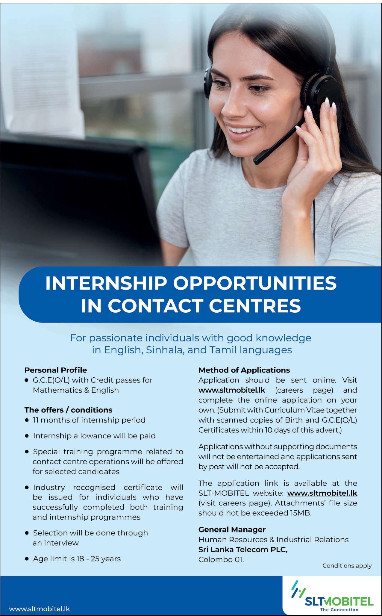 SLT T Internship VACANCIES 2023 - Ceylon Vacancy