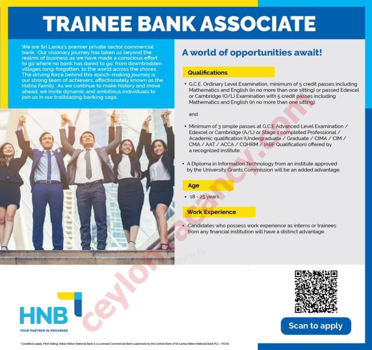 Application for the Post of Trainee Bank Associate - Hatton National ...
