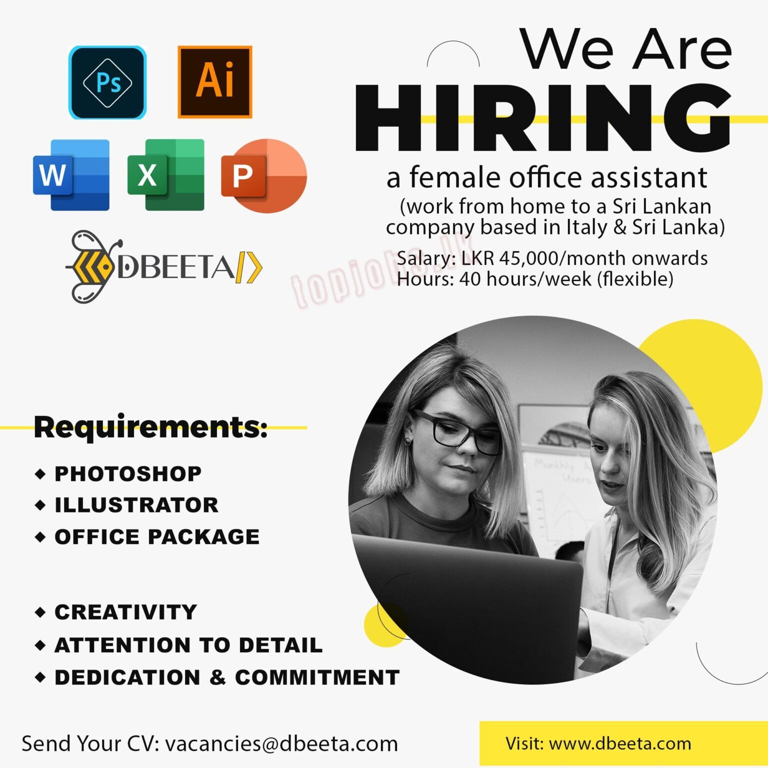 Remote Office Assistant WORK FROM HOME JOB - Ceylon Vacancy