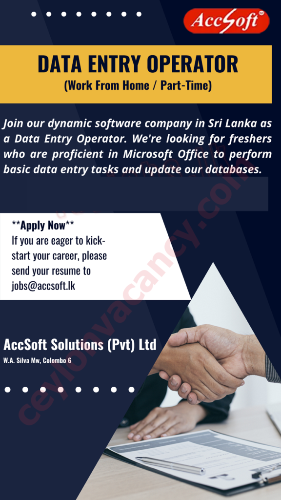 Remote Data entry vacancy -AccSoft Solutions (Pvt) Ltd 2024 - Ceylon ...