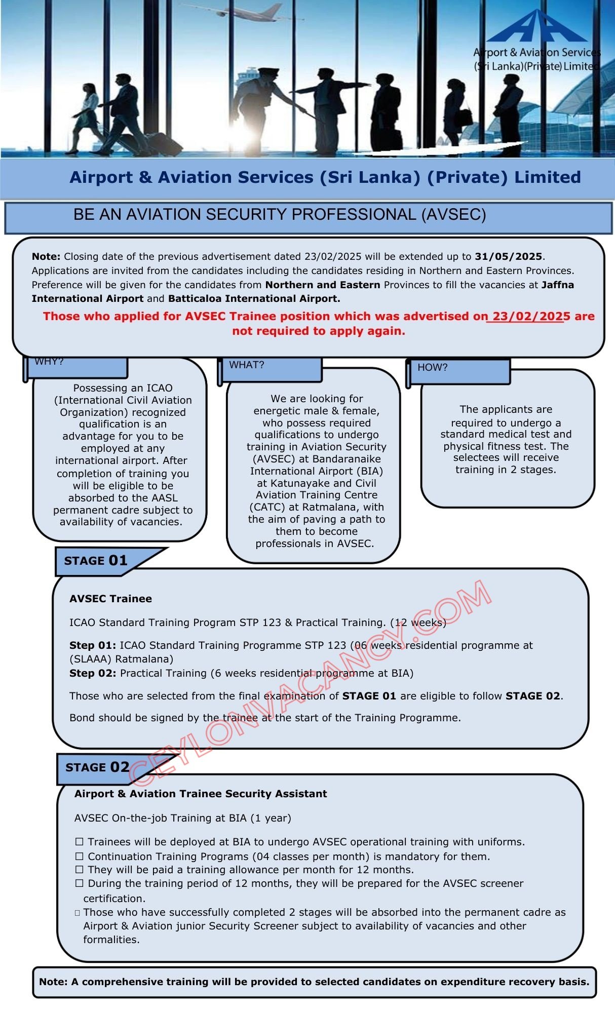 Airport and Aviation Services (Sri Lanka) VACANCIES 2025-POST OF ...