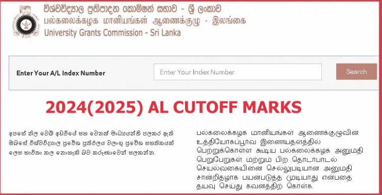 Z-score cut off marks for 2024 A/L (2024-2025)University Admission ...