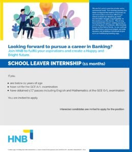 Internship HNB BANK VACANCY 2025 - Ceylon Vacancy