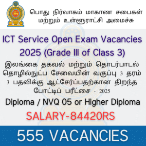 ICT Service Open Exam Vacancies 2025 (Grade III of Class 3) - Ceylon ...