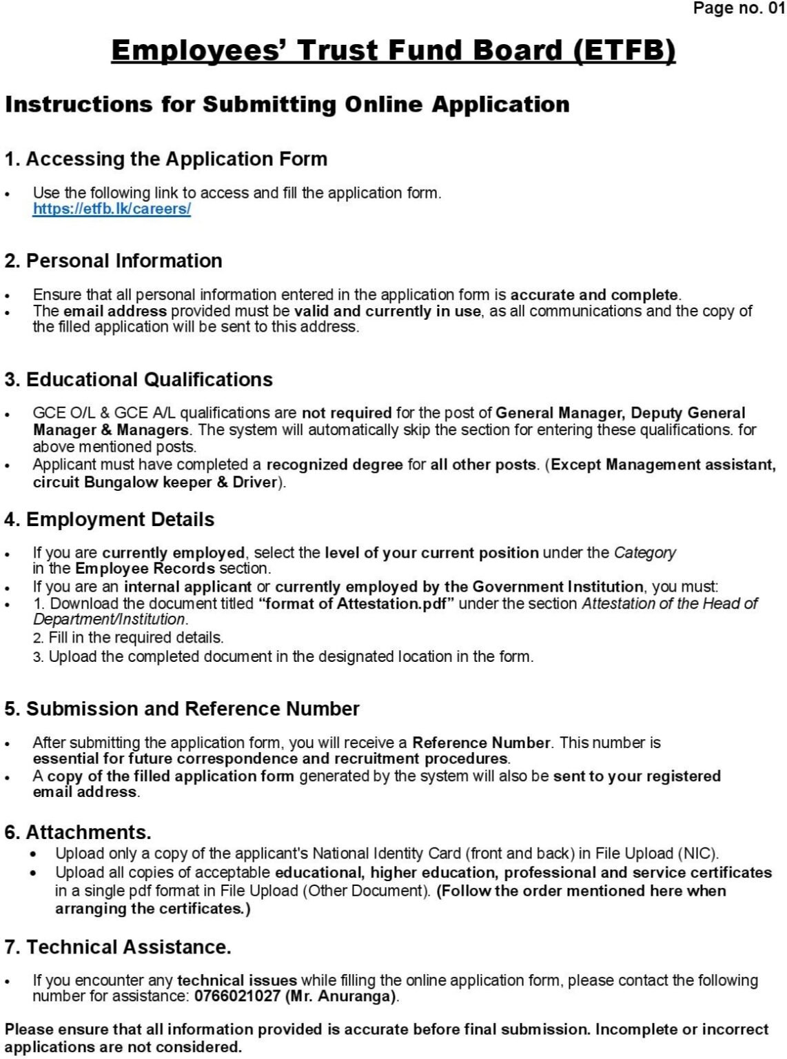 Employees' Trust Fund Board vacancies 2025 November - Ceylon Vacancy