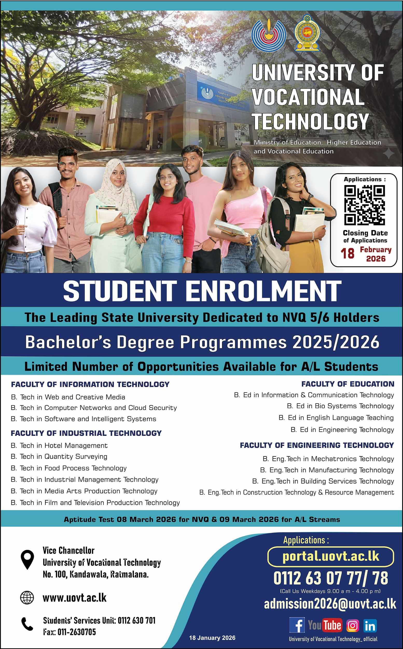 Admission to Degree Programmes (2026 Student Intake) at the University ...