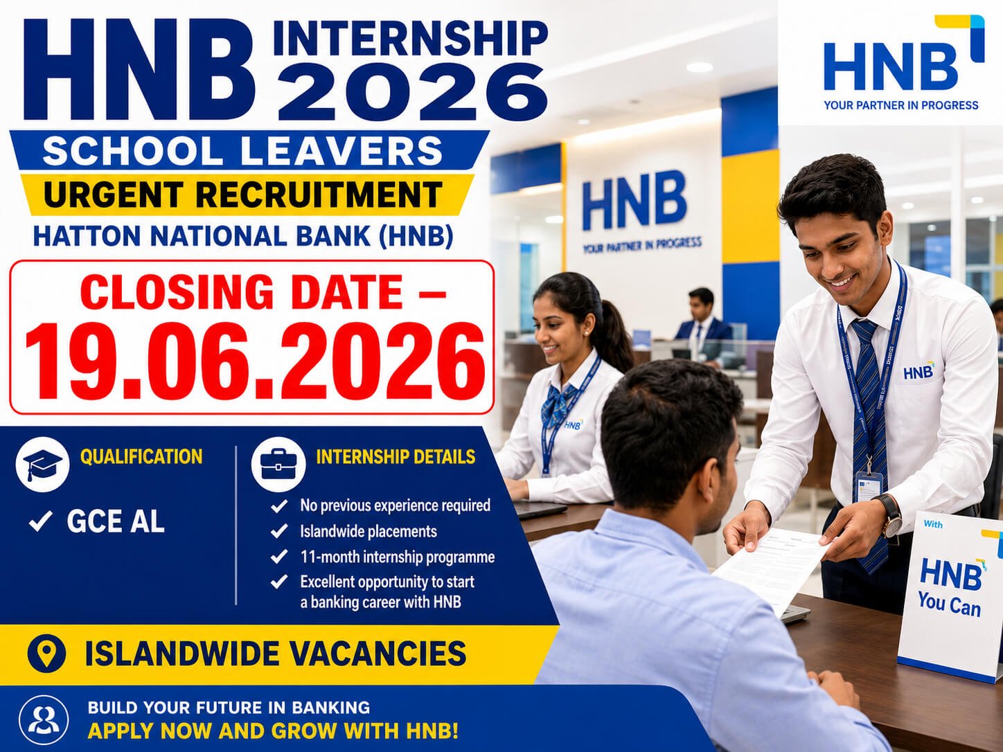 HNB BANK INTERNSHIP 2026-Banking Careers Sri Lanka - Ceylon Vacancy